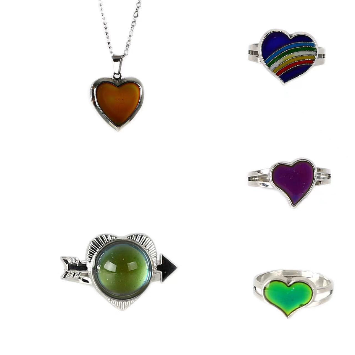 Adjustable Zinc Alloy Color Changing Mood Ring-Heart Series ...